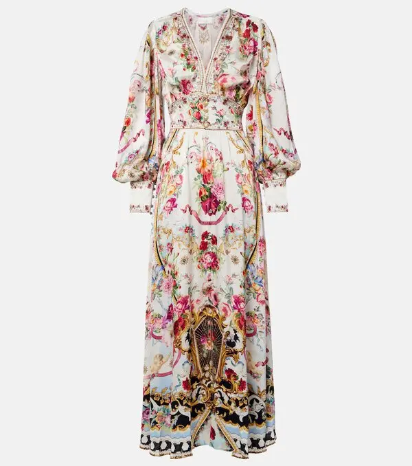 Camilla Floral Silk Satin Maxi Dress - Multicoloured