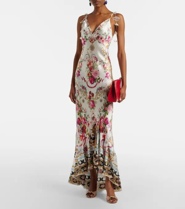 Camilla Floral Silk Satin Maxi Dress