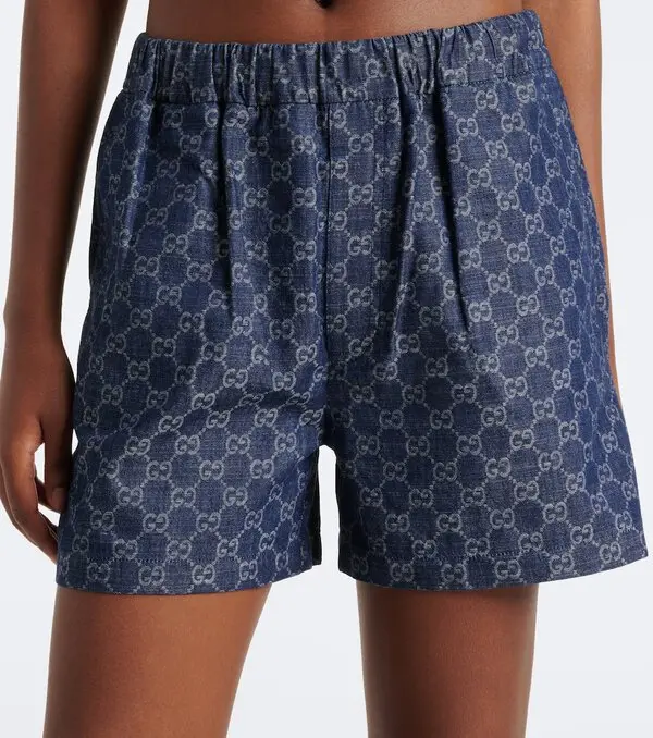 Gucci Gg Monogram Denim Shorts