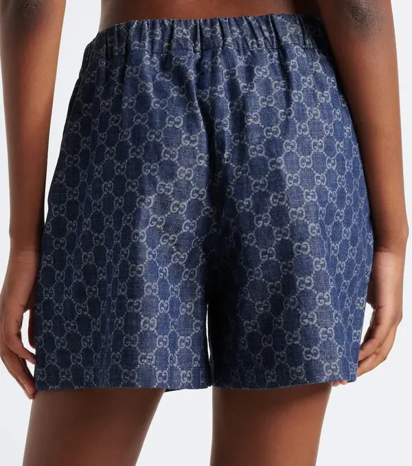 Gucci Gg Monogram Denim Shorts
