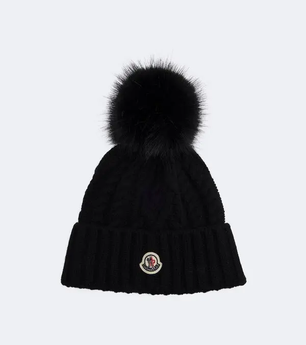 Moncler Logo Wool And Cashmere Beanie - Black
