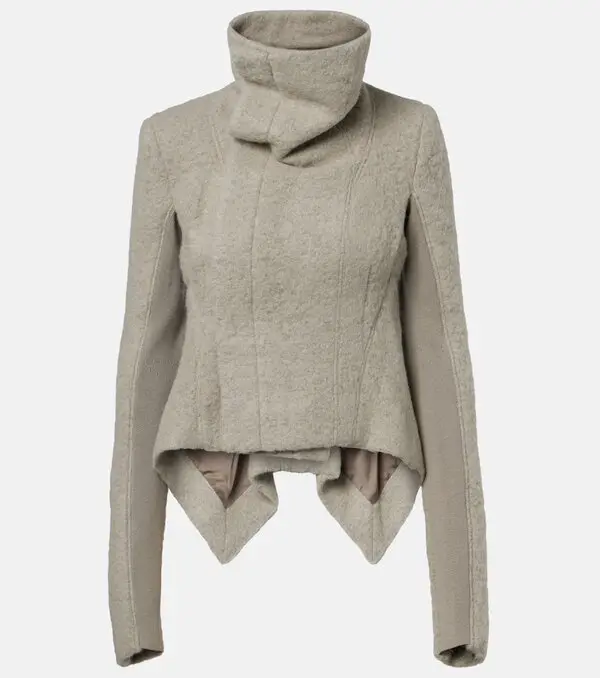 Rick Owens Asymmetrical Alpaca And Wool-blend Jacket - Grey