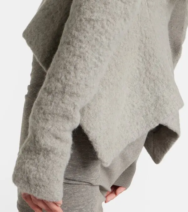 Rick Owens Asymmetrical Alpaca And Wool-blend Jacket - Grey