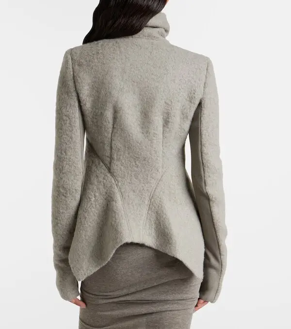 Rick Owens Asymmetrical Alpaca And Wool-blend Jacket - Grey