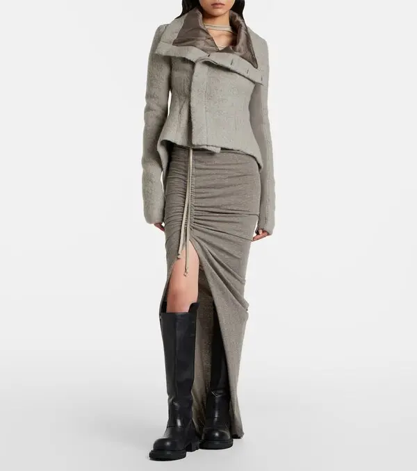 Rick Owens Asymmetrical Alpaca And Wool-blend Jacket - Grey