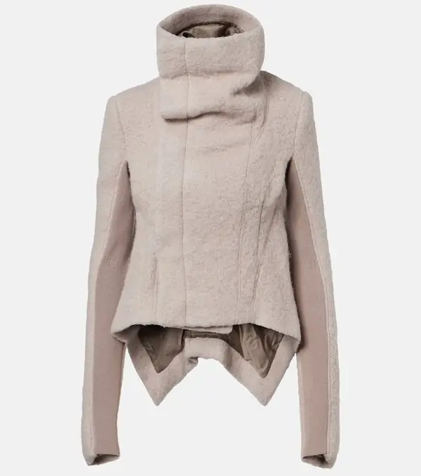 Rick Owens Asymmetrical Alpaca And Wool-blend Jacket - Grey