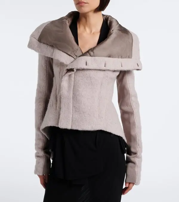 Rick Owens Asymmetrical Alpaca And Wool-blend Jacket - Grey