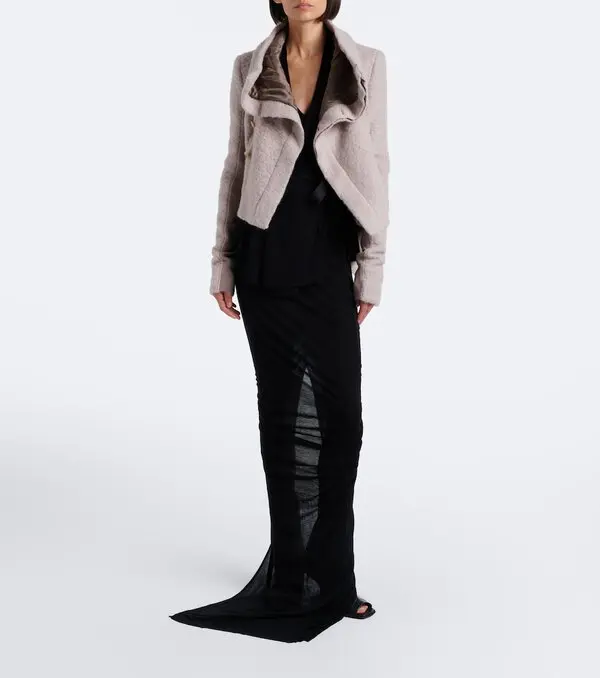 Rick Owens Asymmetrical Alpaca And Wool-blend Jacket - Grey