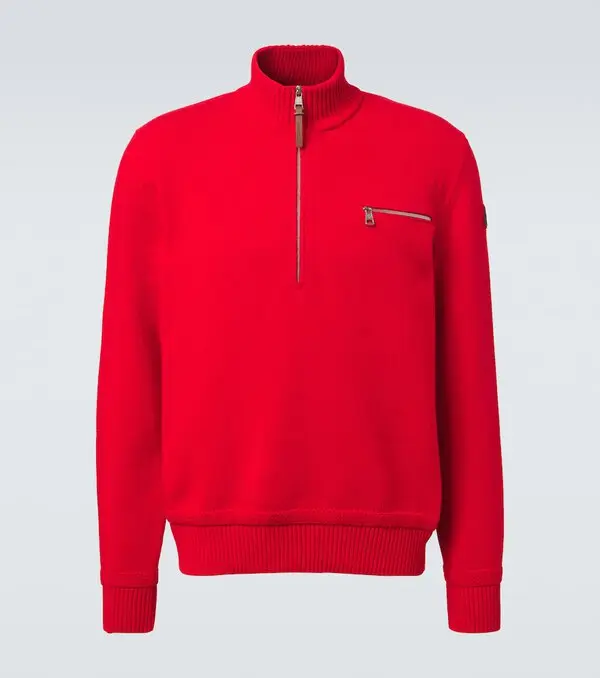 Moncler Wool And Cashmere Half-zip Sweater - Red