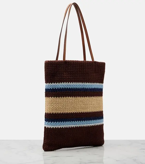 Miu Miu Striped Raffia-effect Shopper