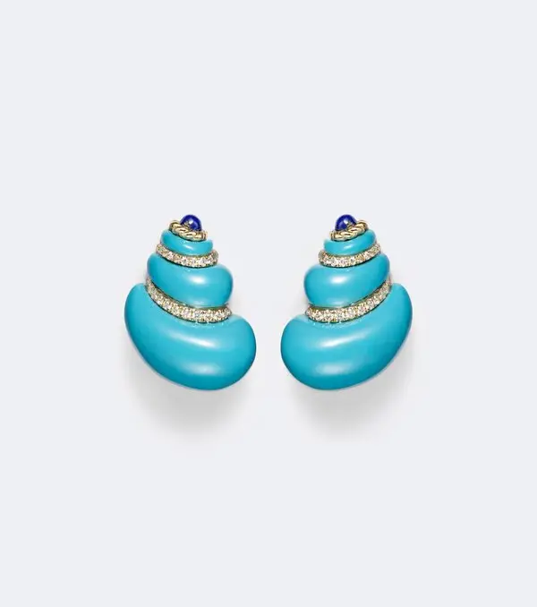 Yvonne Léon Coquillage 9kt Earrings With Gemstones - Gold