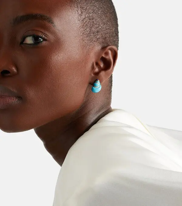 Yvonne Léon Coquillage 9kt Earrings With Gemstones