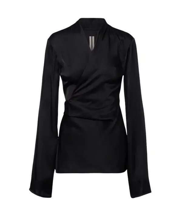 Rick Owens Laura Satin Wrap Top - Black
