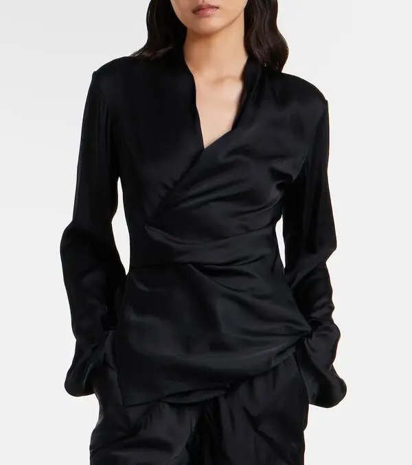 Rick Owens Laura Satin Wrap Top