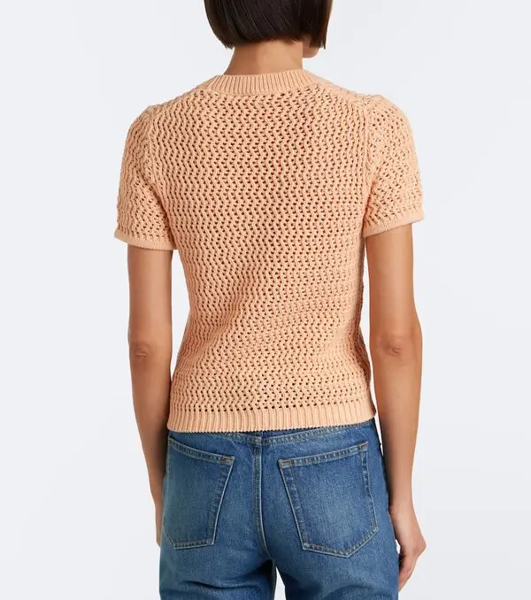 Chloé Logo Crochet Cotton Top - Orange