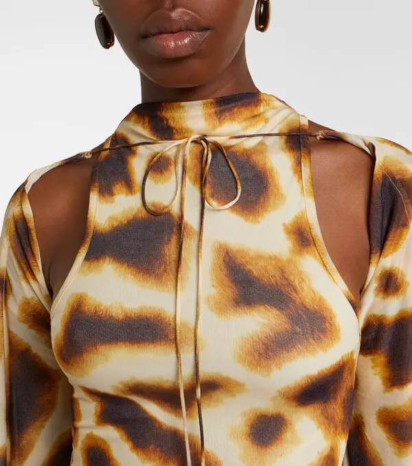 Christopher Esber Printed Draped Caped Gown - Beige