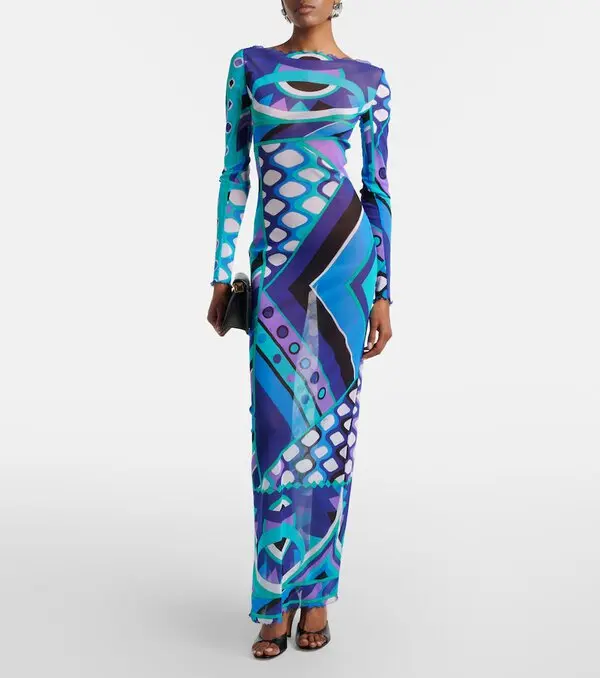 Emilio Pucci Vivara Ruffled Tulle Maxi Dress