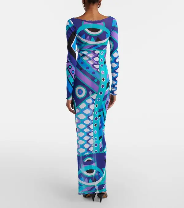 Emilio Pucci Vivara Ruffled Tulle Maxi Dress