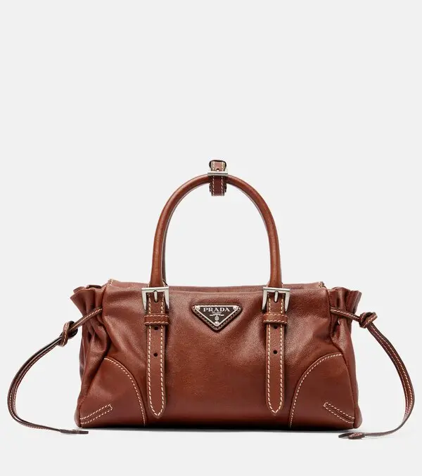 Prada Bonnie Small Leather Top-handle Bag - Brown