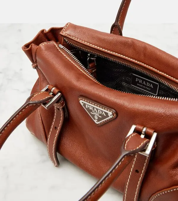 Prada Bonnie Small Leather Top-handle Bag - Brown