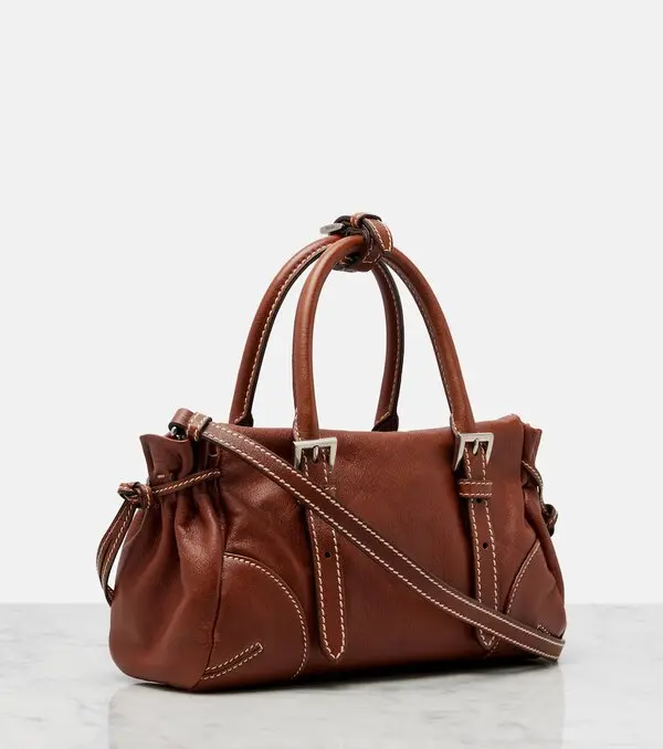 Prada Bonnie Small Leather Top-handle Bag - Brown
