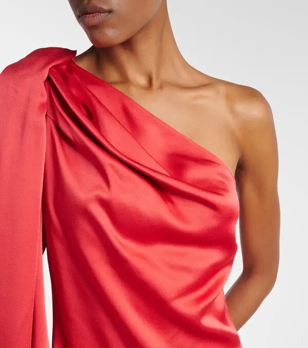 Stella McCartney One-shoulder Draped Satin Mini Dress - Red