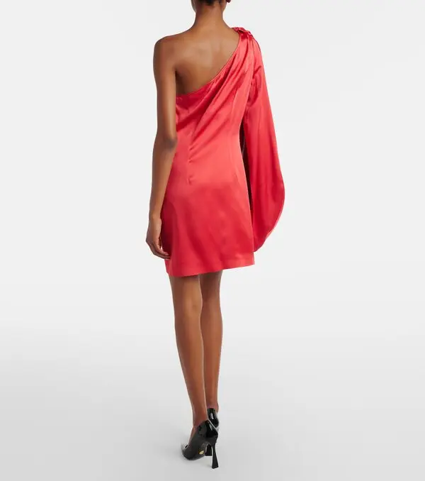 Stella McCartney One-shoulder Draped Satin Mini Dress - Red