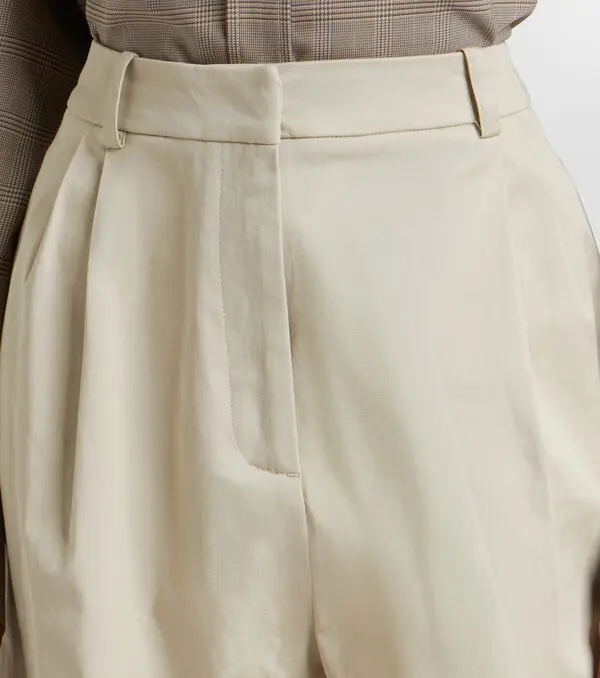 THE FRANKIE SHOP Marfa Pleated Cotton Bermuda Shorts