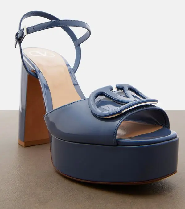 Valentino Garavani Vlogo Patent Leather Platform Sandals