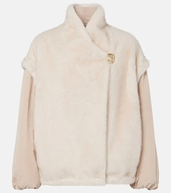 Moncler Chardonneret Fleece Down Jacket With Detachable Sleeves