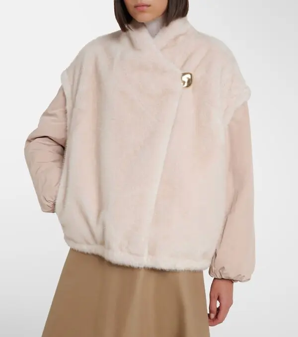 Moncler Chardonneret Fleece Down Jacket With Detachable Sleeves
