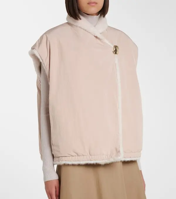 Moncler Chardonneret Fleece Down Jacket With Detachable Sleeves