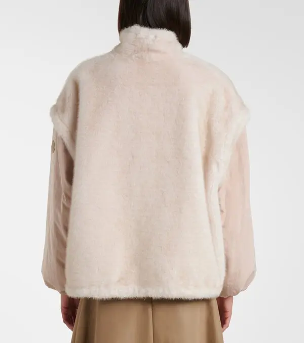 Moncler Chardonneret Fleece Down Jacket With Detachable Sleeves