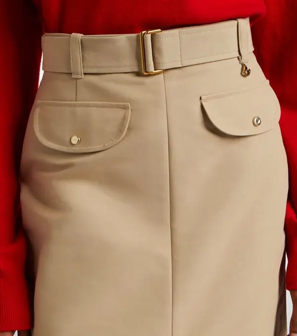Moncler Belted Cotton Pencil Skirt