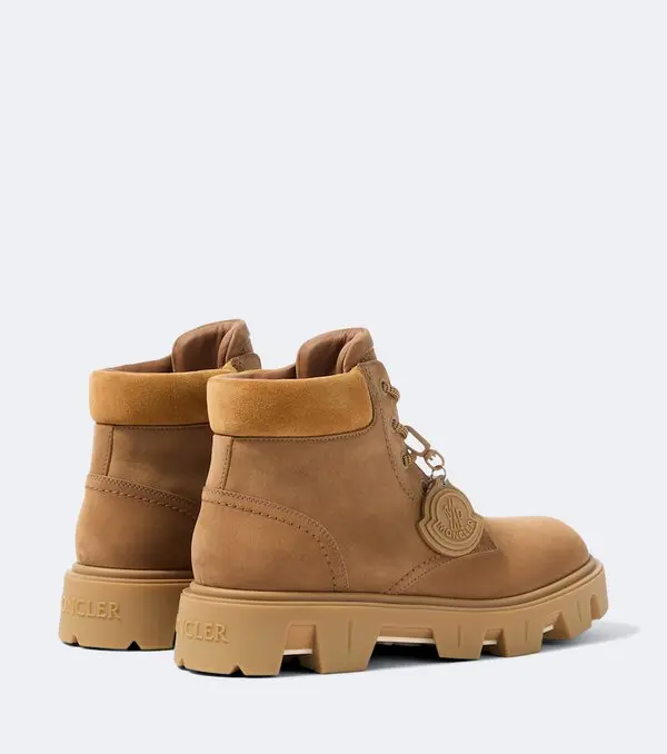 Moncler Leather Lace-up Boots - Beige