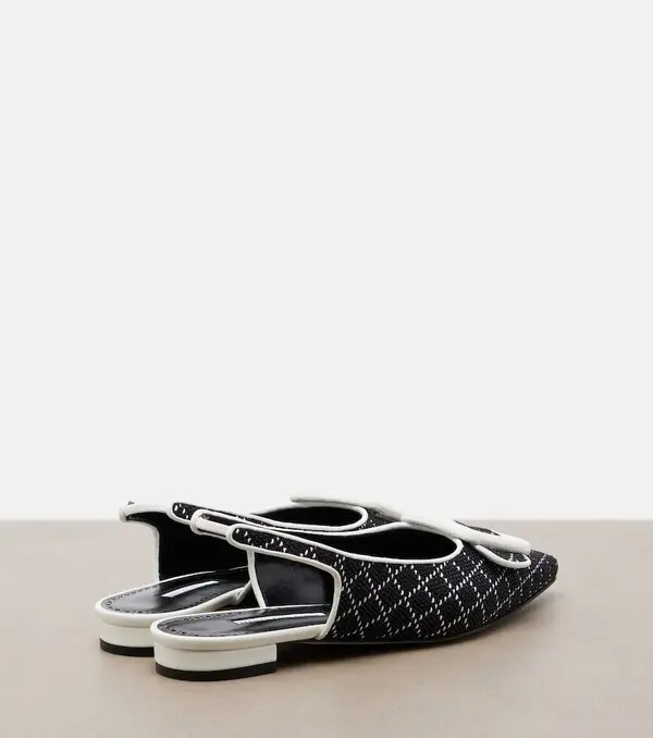 Manolo Blahnik Maylura Raffia-effect Slingback Flats