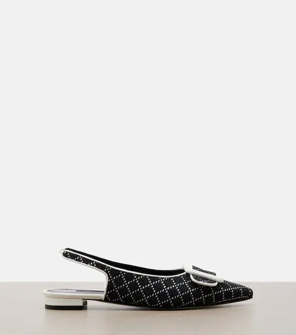Manolo Blahnik Maylura Raffia-effect Slingback Flats