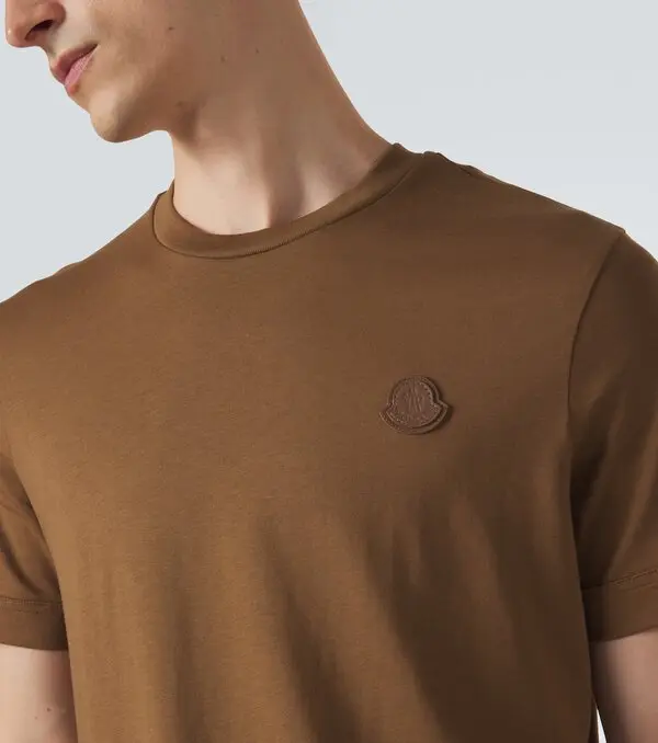 Moncler Leather-trimmed Cotton Jersey T-shirt