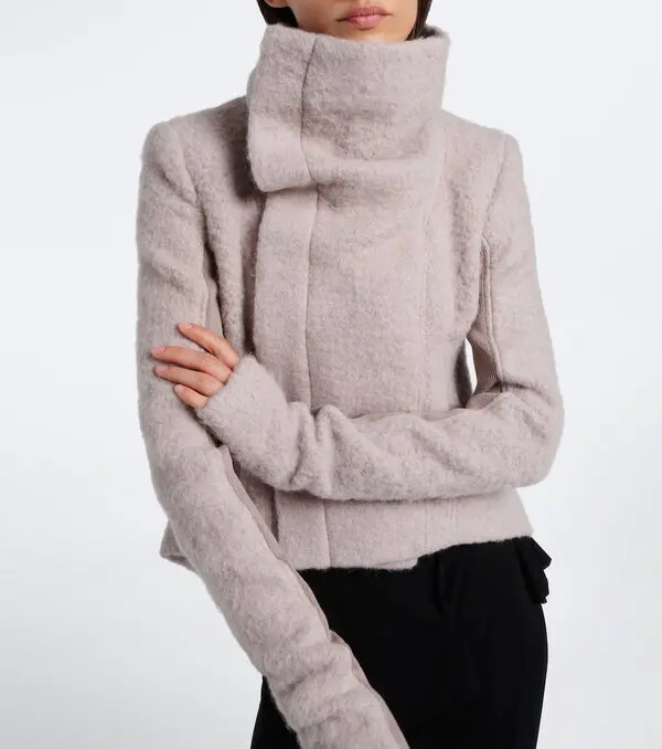 Rick Owens Asymmetric Alpaca And Wool-blend Jacket