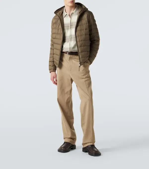 Moncler Pleated Cotton Straight-leg Trousers