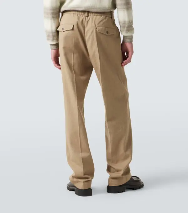 Moncler Pleated Cotton Straight-leg Trousers