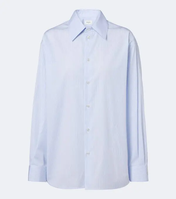 Saint Laurent Cassandre Pinstripe Cotton Shirt - Blue
