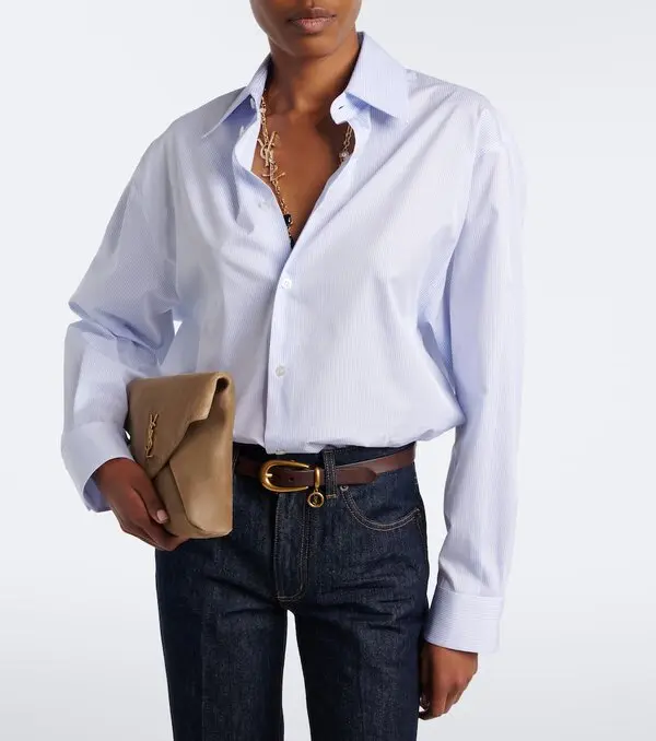 Saint Laurent Cassandre Pinstripe Cotton Shirt