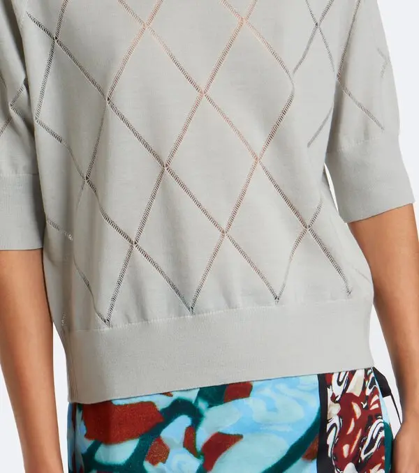 Dries Van Noten Argyle Merino Wool Sweater - Grey