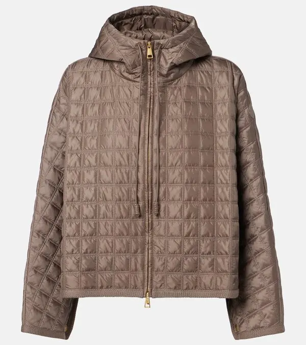 Moncler Quilted Hooded Jacket - Brown