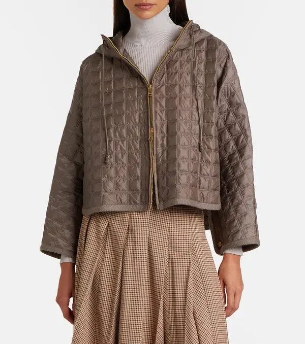 Moncler Quilted Hooded Jacket - Brown