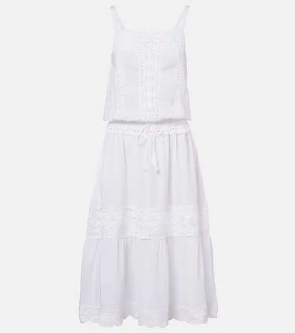 Anna Kosturova Manor Crochet Cotton Midi Dress - White