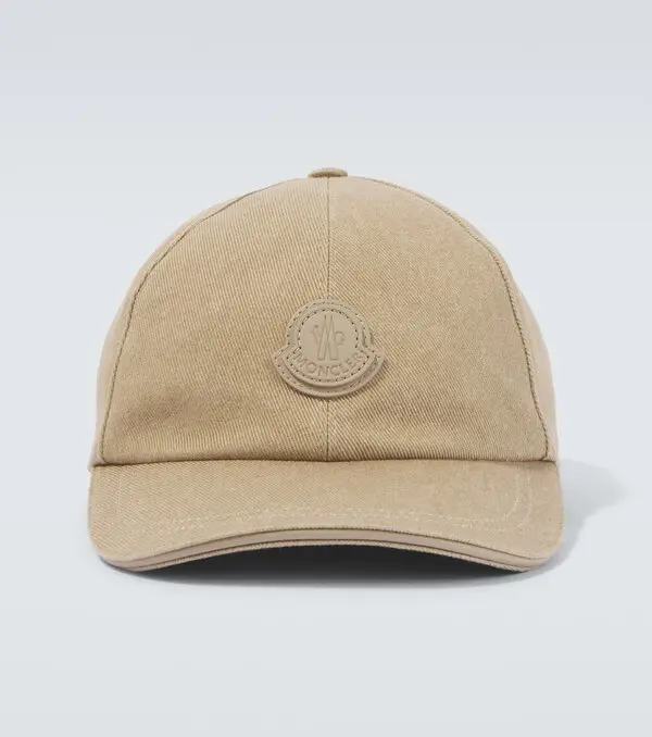 Moncler Logo Cotton Baseball Cap - Beige