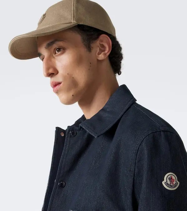 Moncler Logo Cotton Baseball Cap - Beige