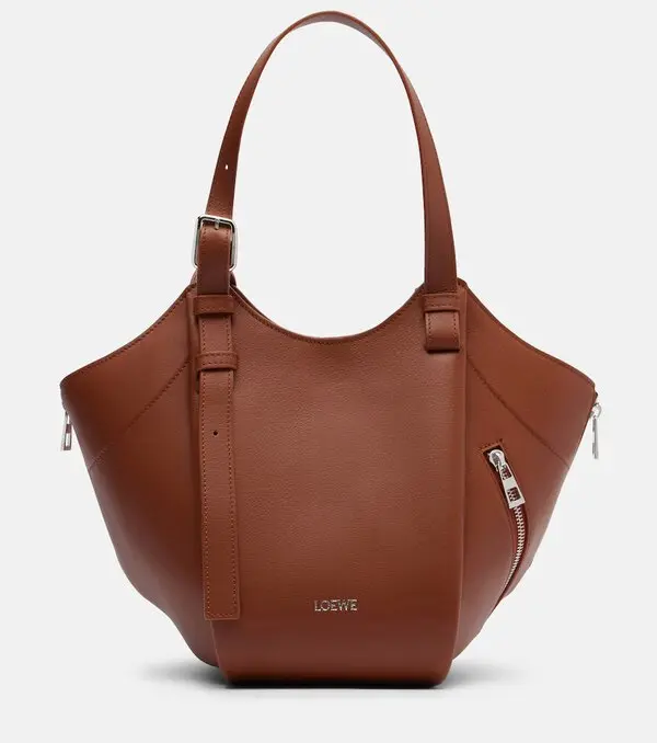 Loewe Hammock Flip Leather Tote Bag - Brown